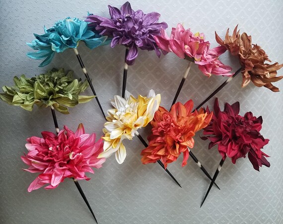 Dahlia Quill Hair Stick 10 Colors | Etsy
