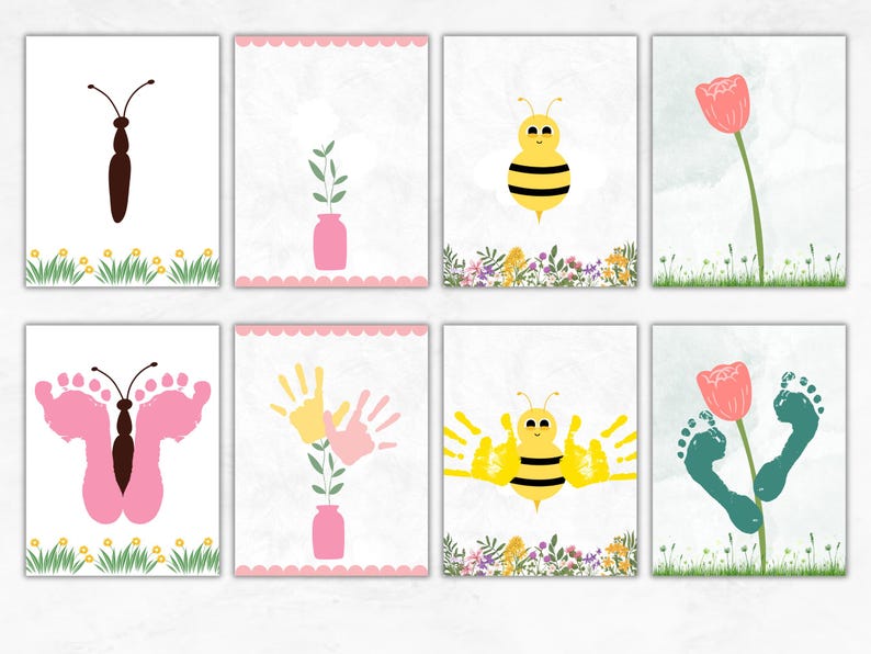 Spring Handprint Footprint Craft, Bee Butterfly Flower, Toddler ...