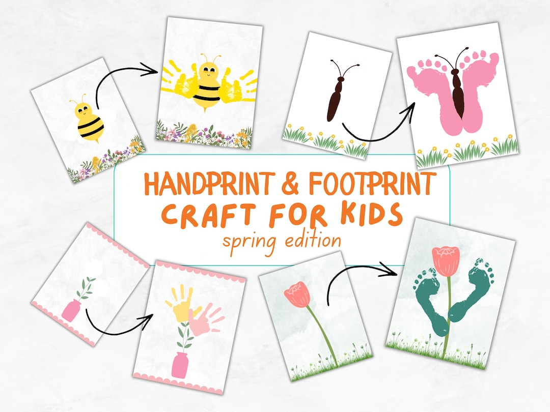 Spring Handprint Footprint Craft, Bee Butterfly Flower, Toddler ...