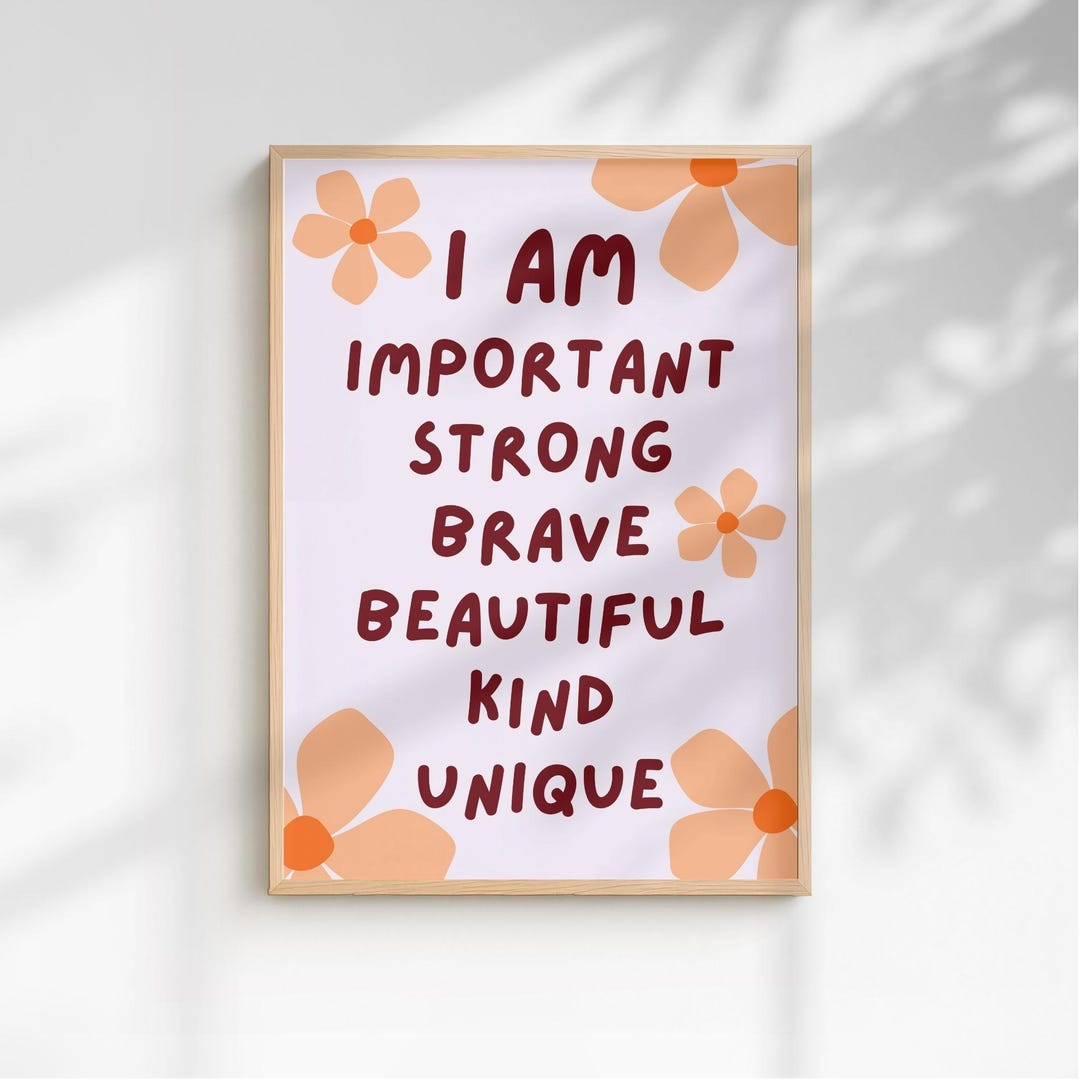 Kids Affirmation Print: Pink Flower Inspirational Print, Classroom ...