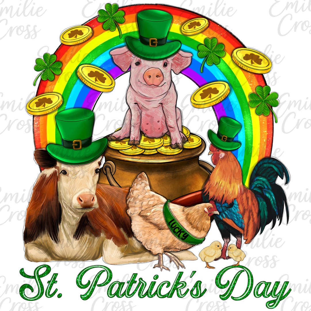 St Patricks Farm Animals Png, Lucky Rainbow Farm Art Png, Funny Irish ...