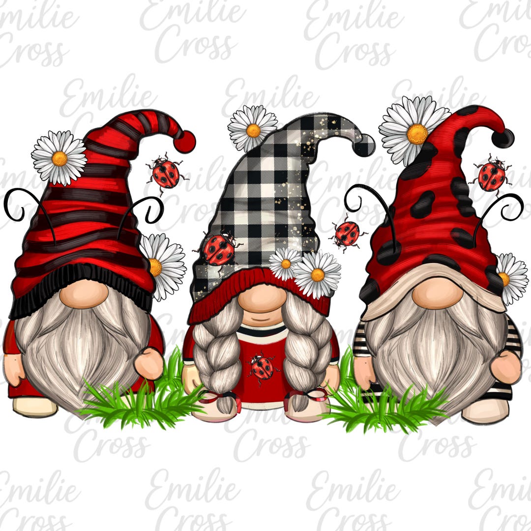 Ladybug Gnome Png, Spring Garden Gnomes Png, Cute Farmhouse Gnome Art ...