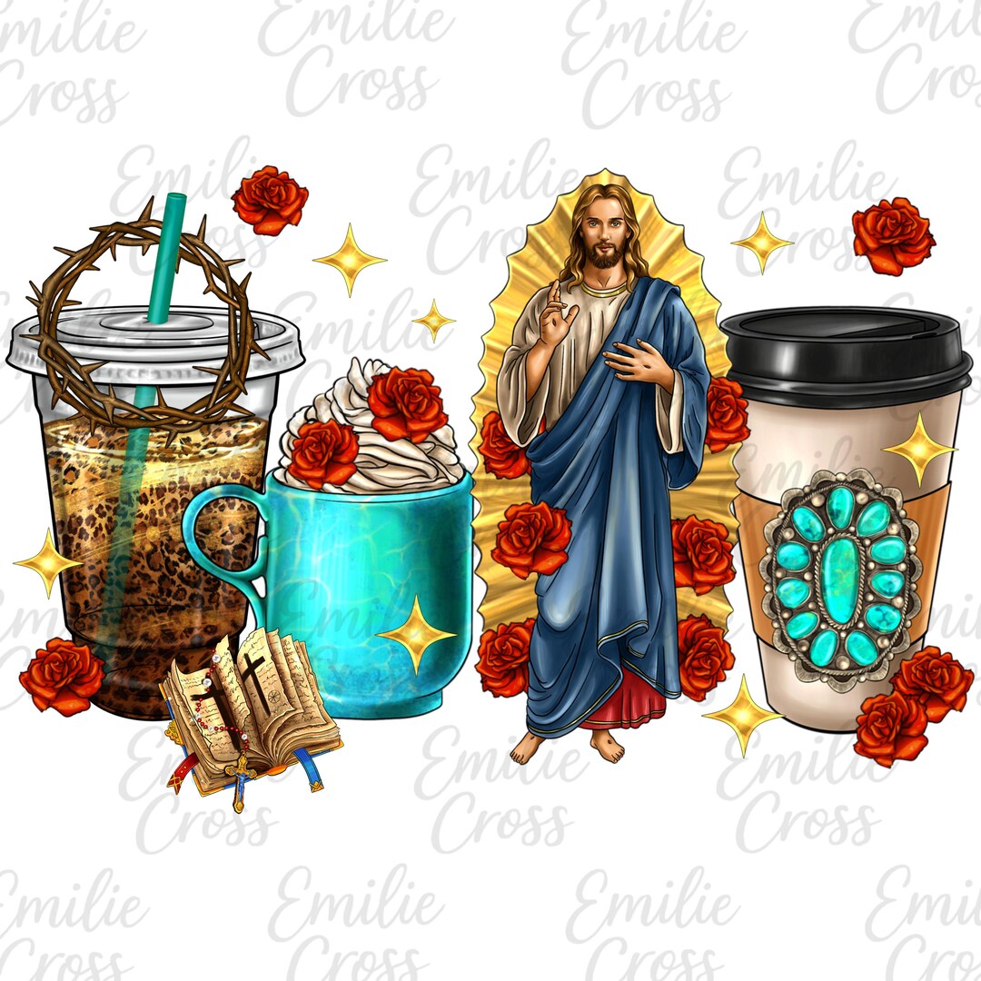 Jesus Coffee Cups Png, Christian Faith Coffee Art Png, Religious ...