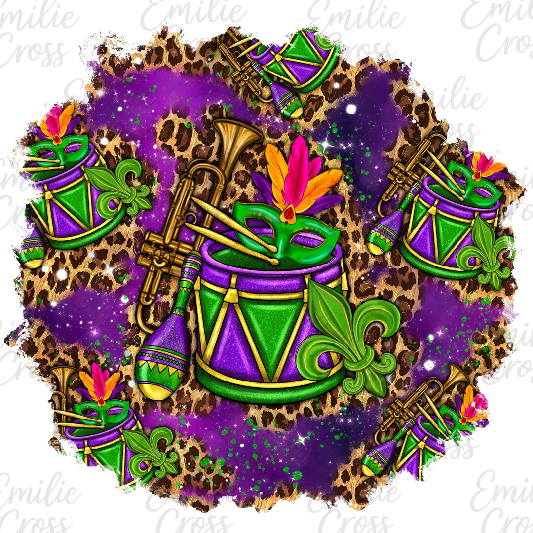 Mardi Gras Drum Mask Png, New Orleans Carnival Music Png, Fleur De Lis ...