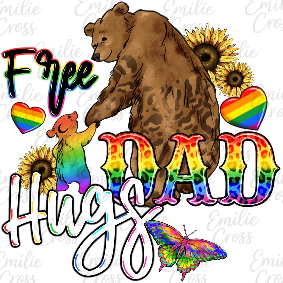 Free Dad Hugs Png, LGBTQ Pride Dad Png, Supportive Father Bear Png ...