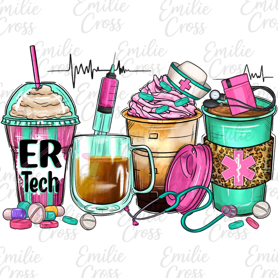 Easter ER Tech Coffee Png, Emergency Room Tech Cup Png, ER Tech Latte ...