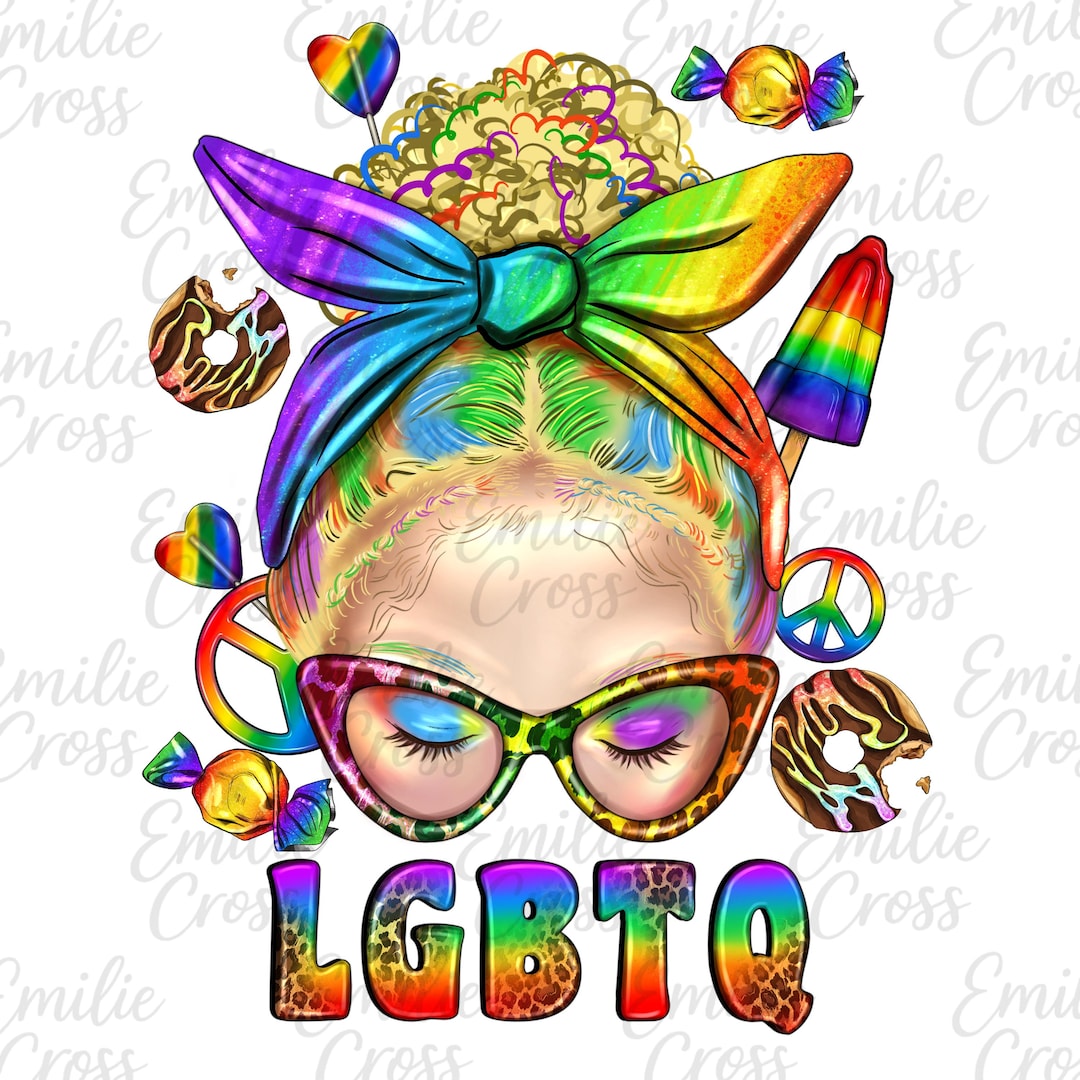 LGBTQ Messy Bun Png, Rainbow Pride Girl Png, Pride Sunglasses Png ...