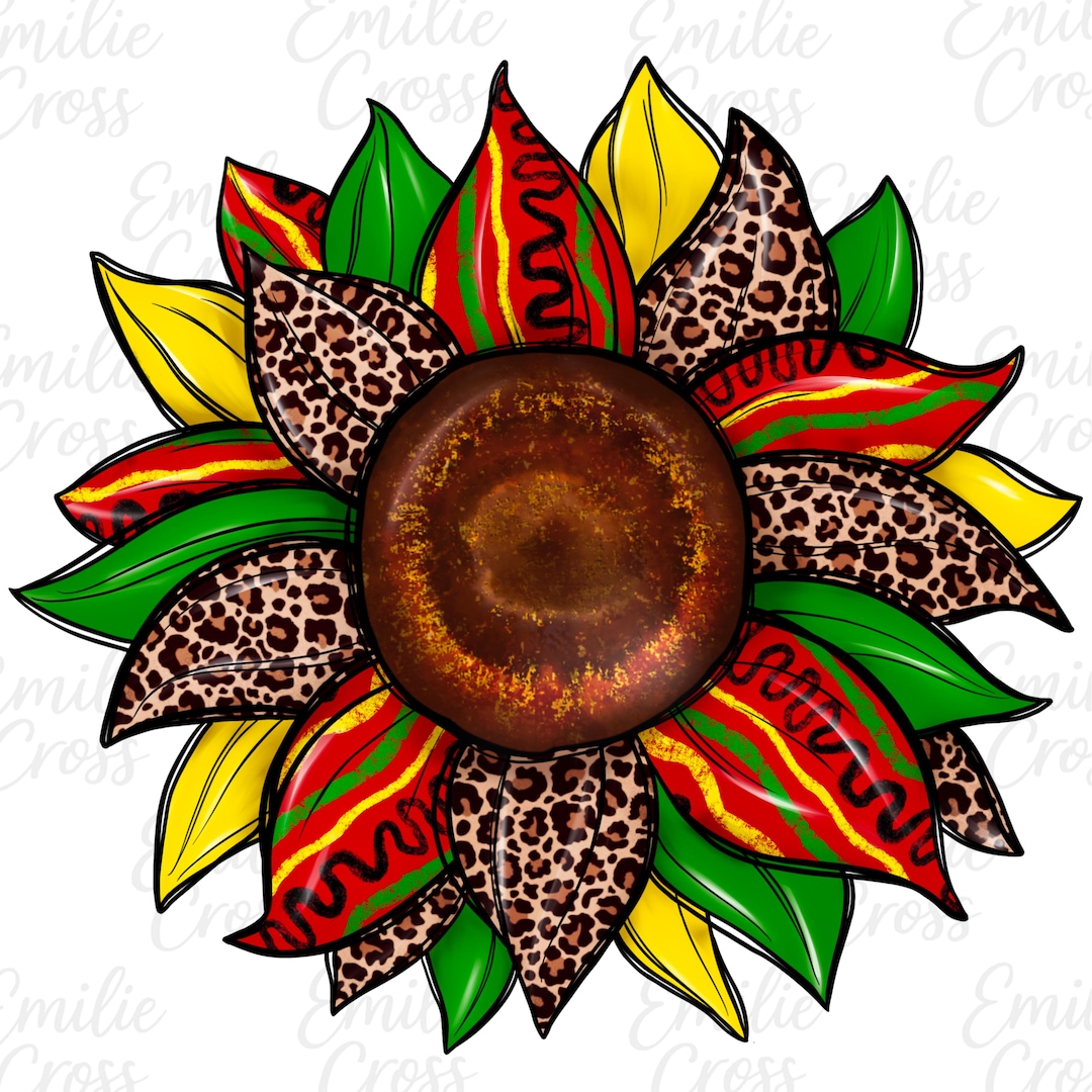 Juneteenth Sunflower Png, Leopard Juneteenth Flower Png, African ...