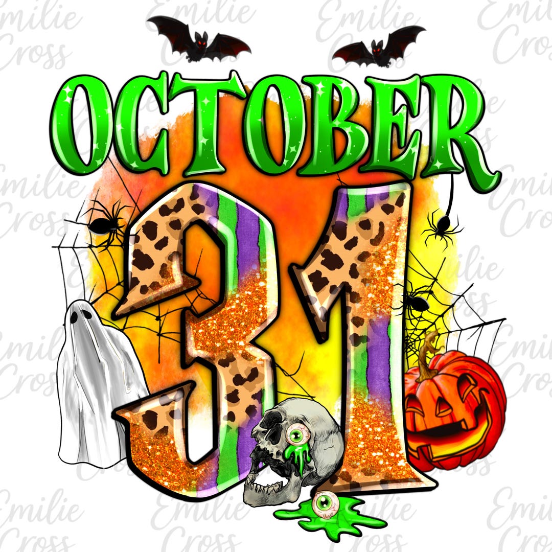 October 31 Png, Halloween Date Design Png, Spooky Season Leopard ...