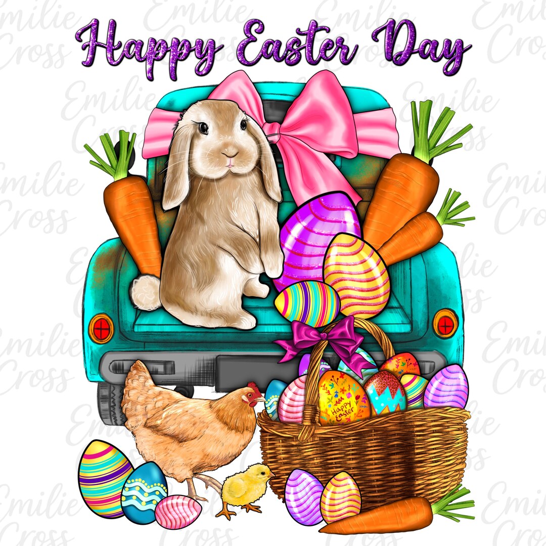 Happy Easter Day Png, Easter Bunny Truck Png, Cute Easter Rabbit Png ...