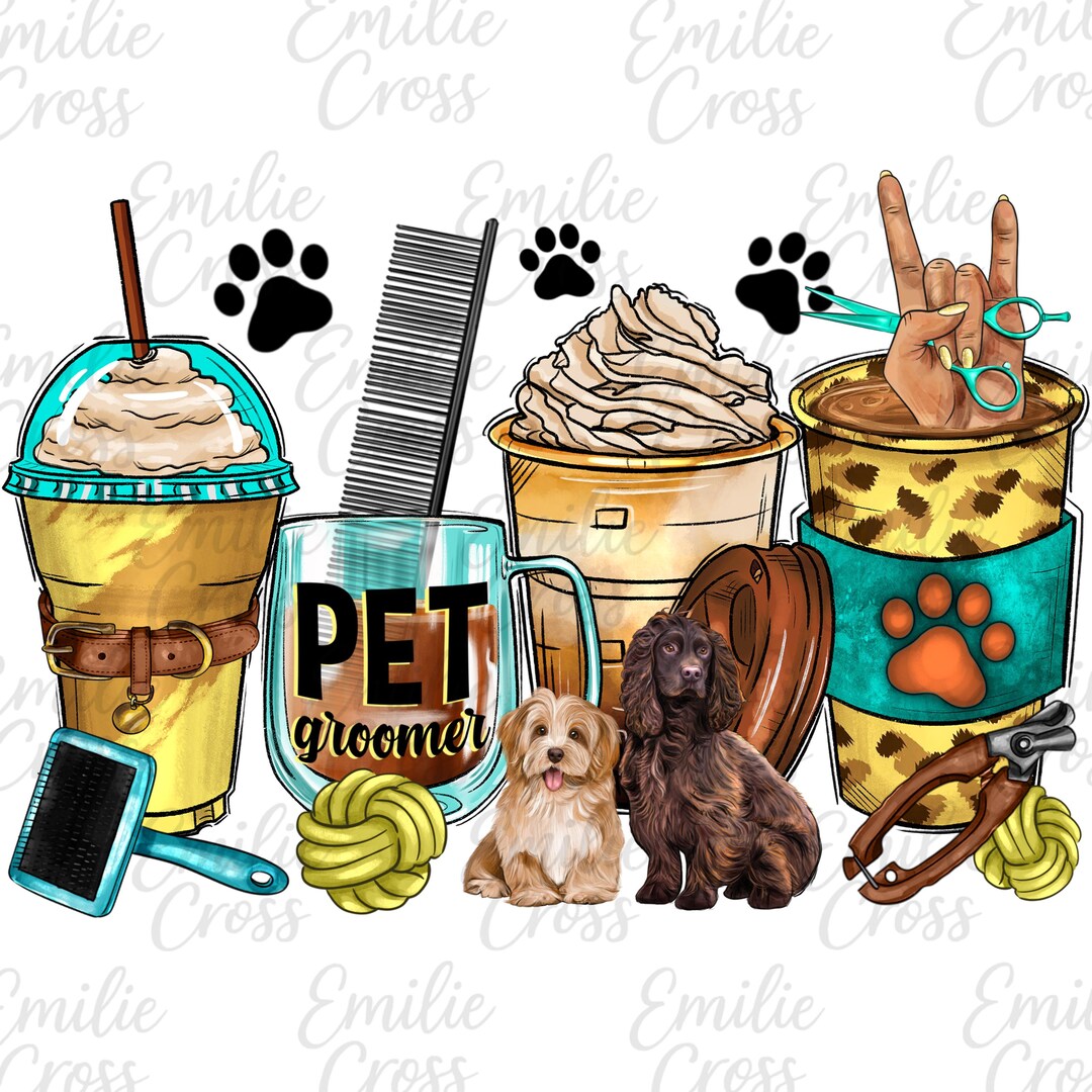 Pet Groomer Png, Dog Grooming Design Png, Groomer Coffee Art Png, Pet ...