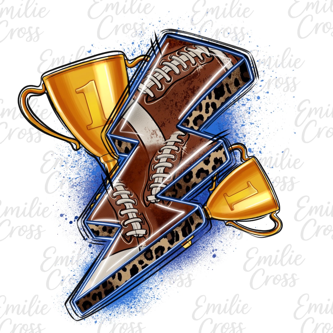 Football Lightning Bolt Trophy Png, Leopard Football Champion Png, Game ...