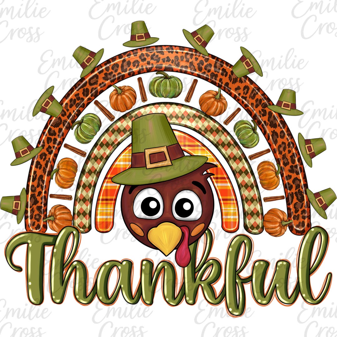 Thankful Turkey Png, Thanksgiving Rainbow Png, Cute Pilgrim Turkey Png ...