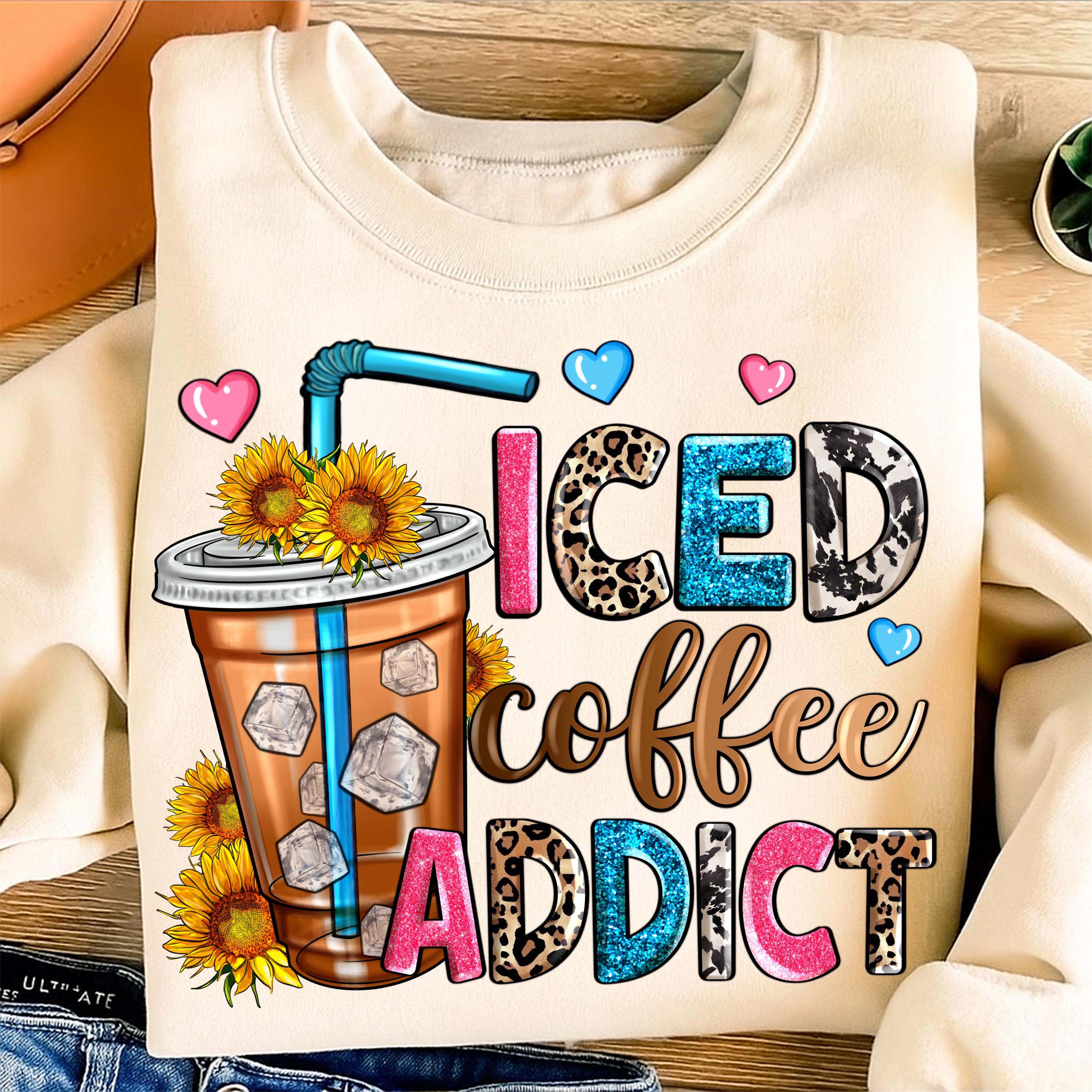 Iced Coffee Addict Png, Funny Coffee Lover Png, Leopard Iced Coffee Png ...