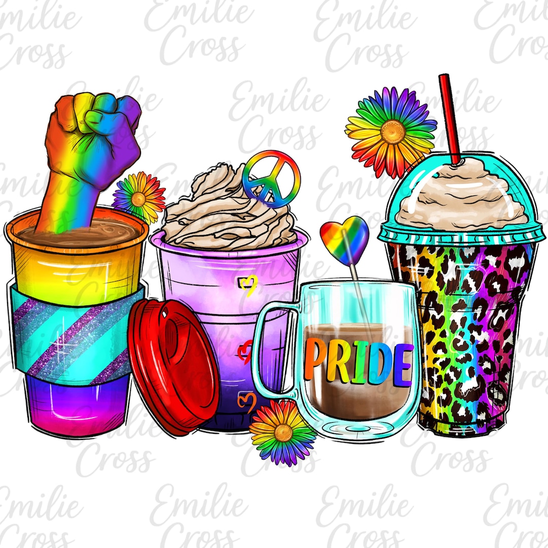Pride Png, LGBTQ Coffee Png, Rainbow Pride Cup Png, Love is Love Art ...
