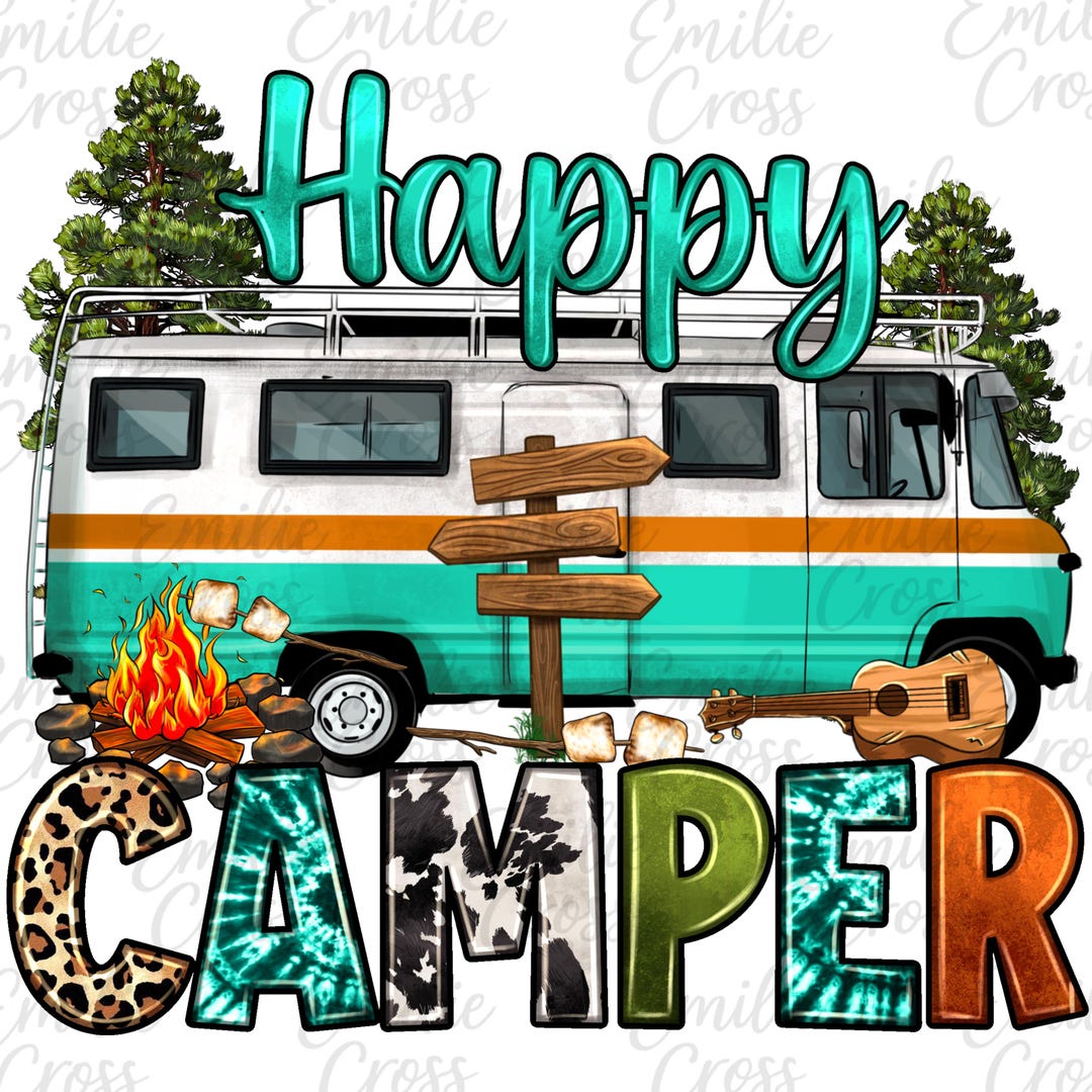 Happy Camper Png, Camping Van Quote Png, Retro Camper Design Png ...