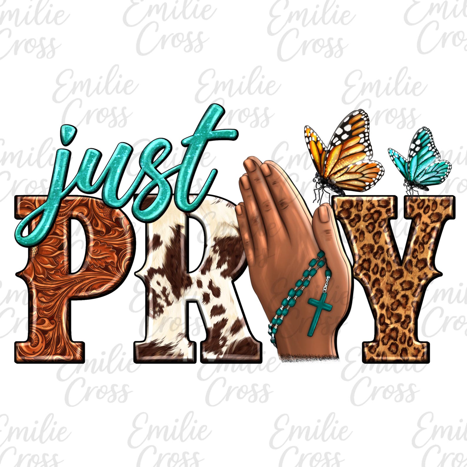 Just Pray Png, Christian Prayer Hands Png, Faith Cross Leopard Cowhide ...