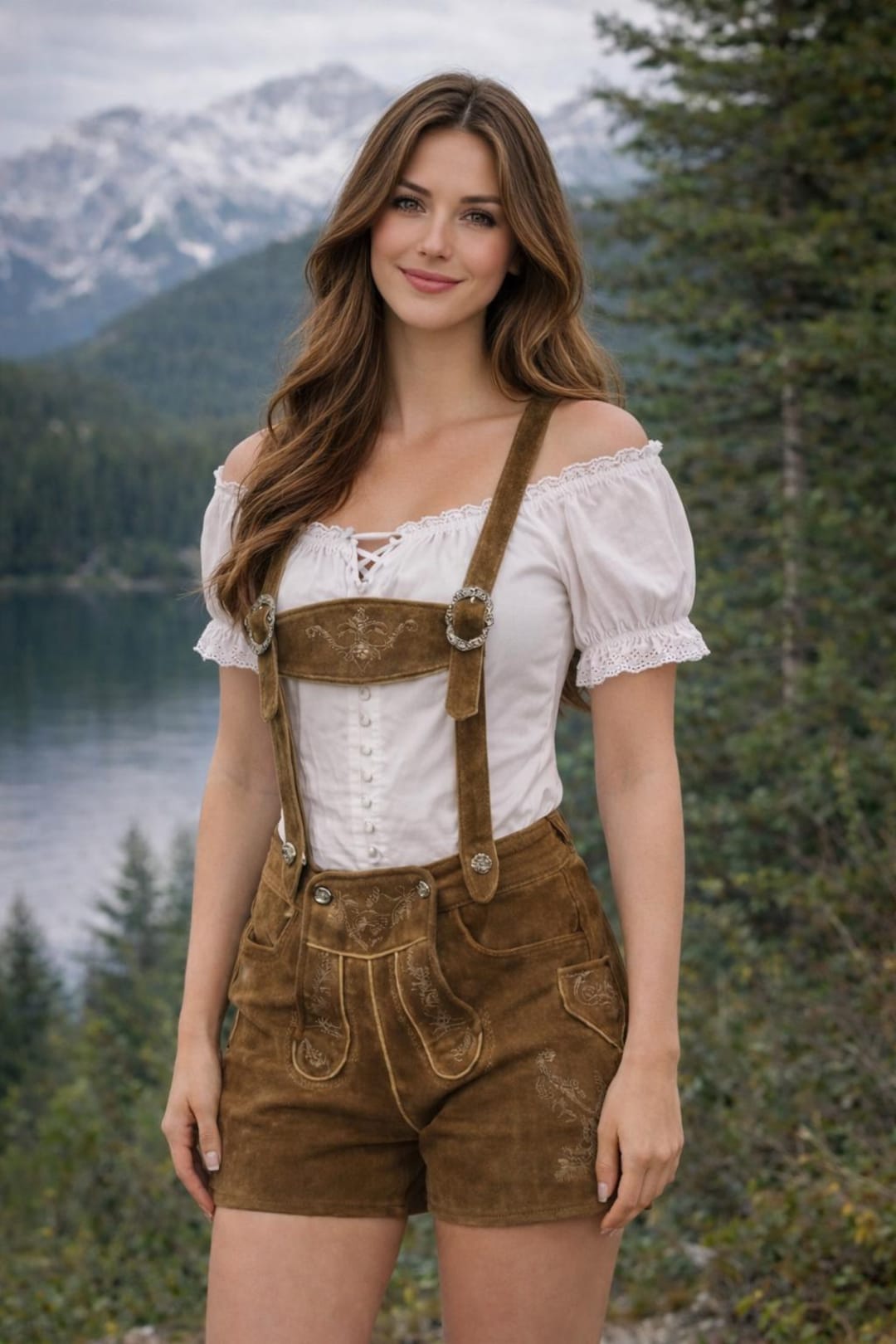 Women's Bavarian Lederhosen Shorts –traditional Embroidery, Oktoberfest ...