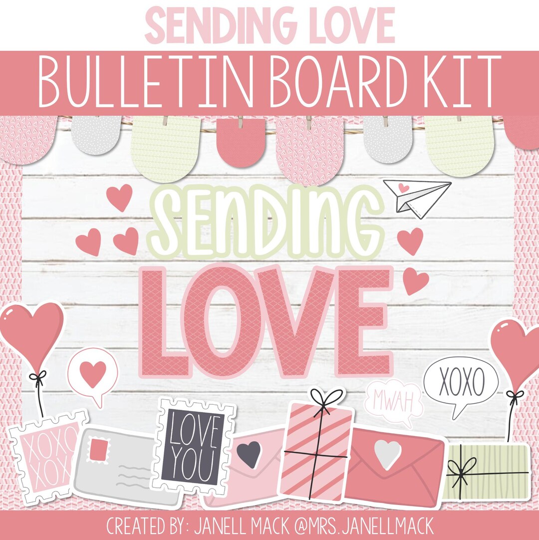Valentine's Day Bulletin Board Kit, Valentine Sending Love Theme ...