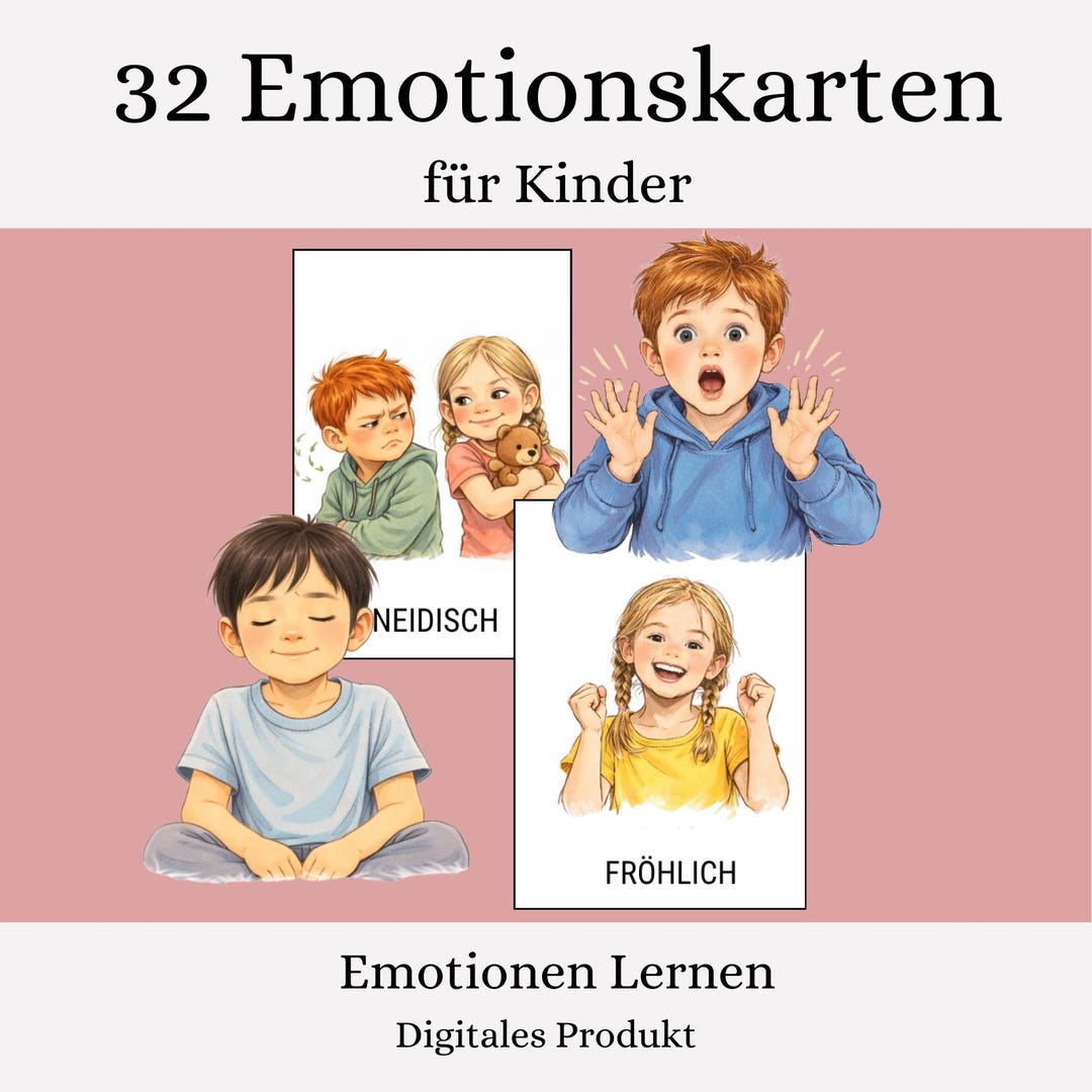 32 Emotion Cards for Children – for Home, Daycare and Kindergarten ...