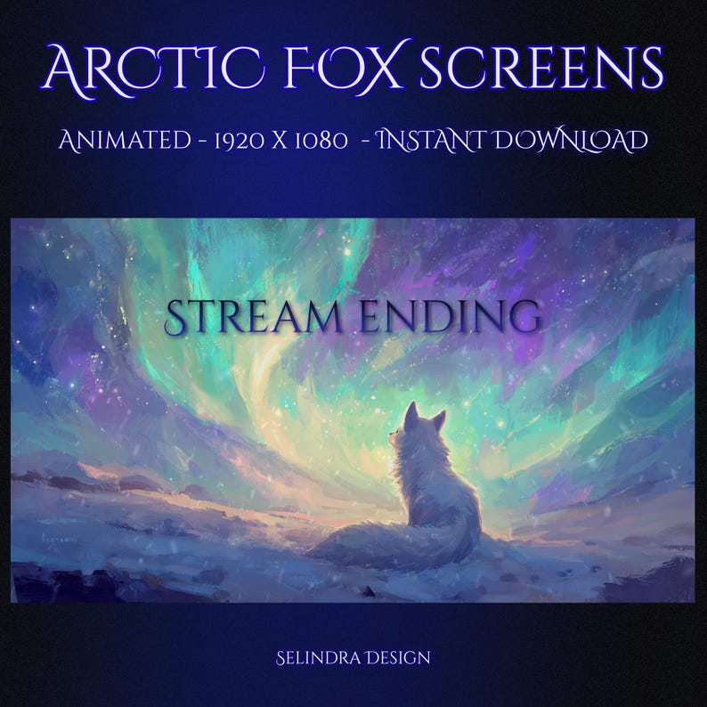Animated Arctic Fox Stream Screens | Cozy Starry Stream Screen Set ...