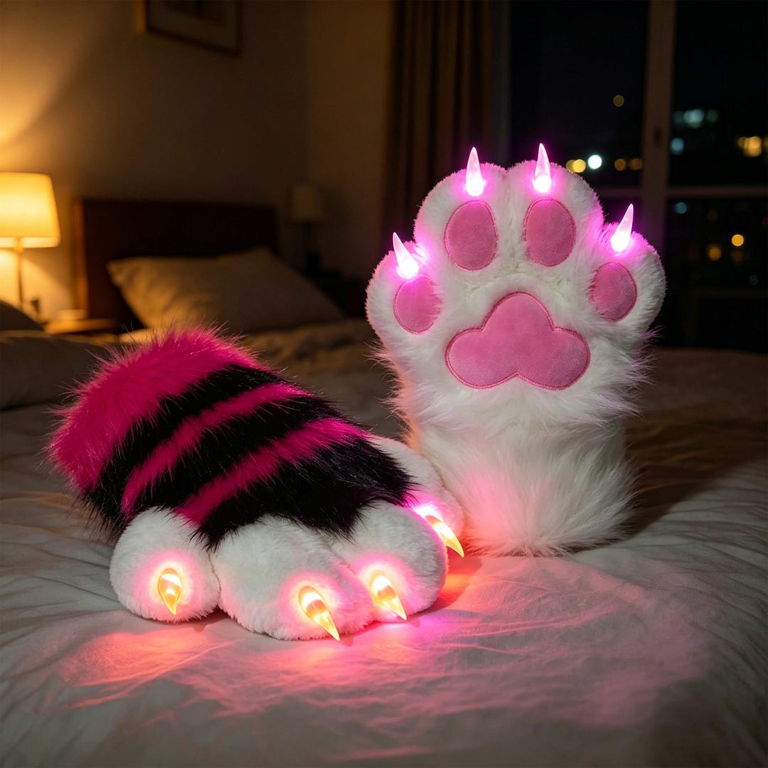 LED Light up Fursuit Paws Gloves Furry Cosplay Costume Accessory - Etsy ...