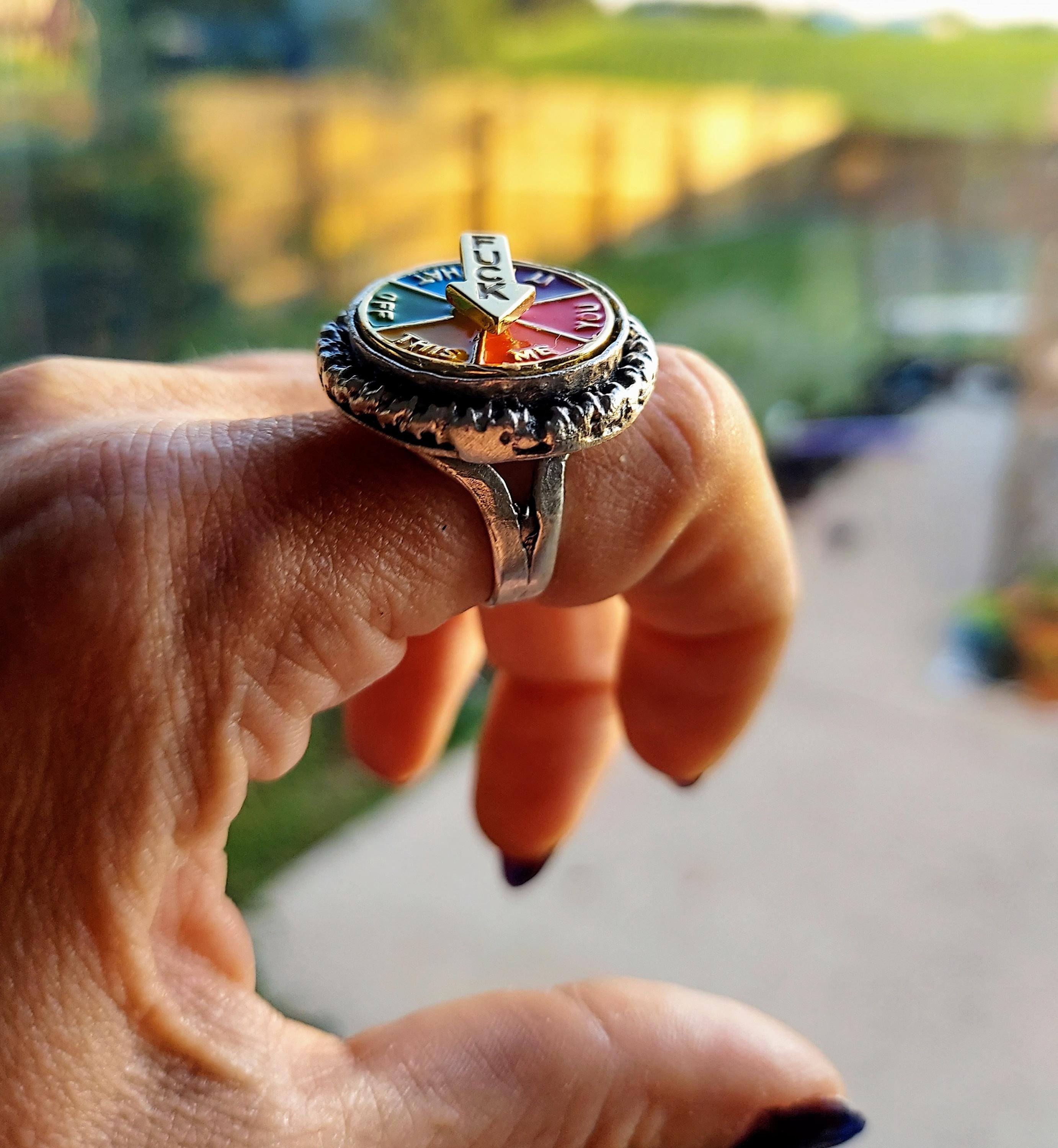 Unique Ring Spinning "eff" Determinator Enamel Adjustable Statement ...
