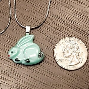 Uranium Glass Glowing Art Nouveau Radioactive Bunny Rabbit Necklace ...