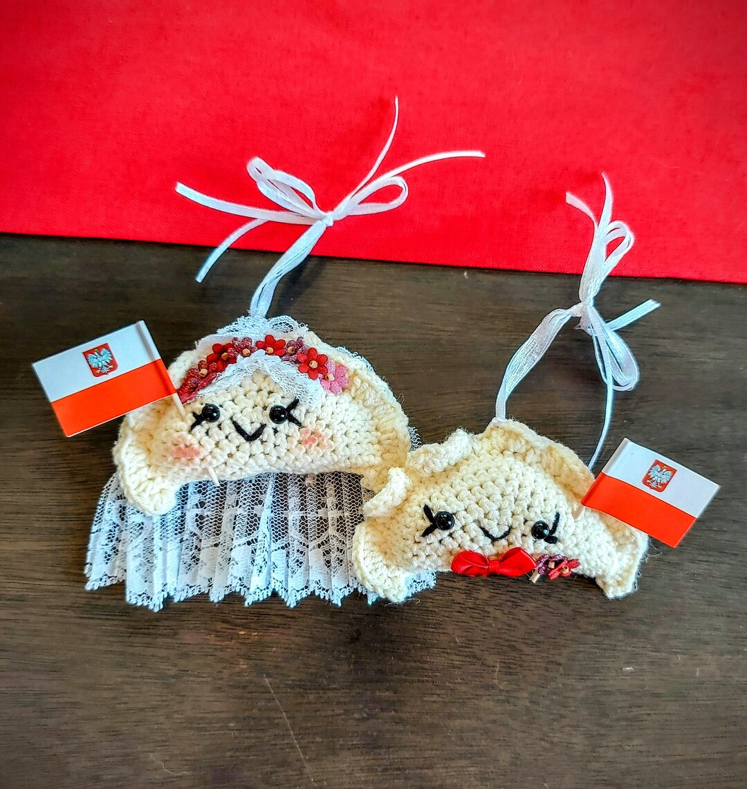 CROCHET PIEROGI Wedding Couple Amigurumi Polish Christmas Ornament 2 ...