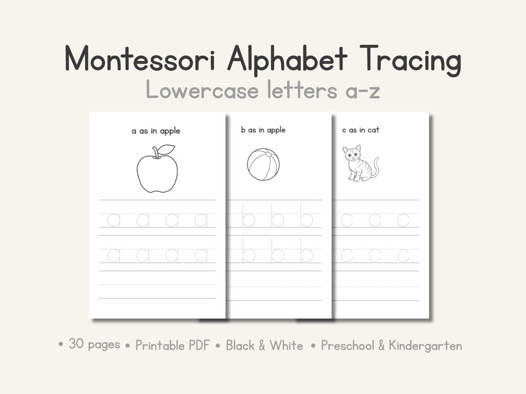 Montessori Alphabet Tracing Pages With Beginning Sounds | Lowercase ...