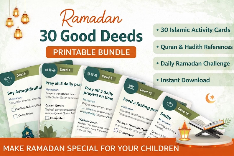 Ramadan Good Deeds Activity Cards | Islamic Kids Printable Bundle (PDF ...