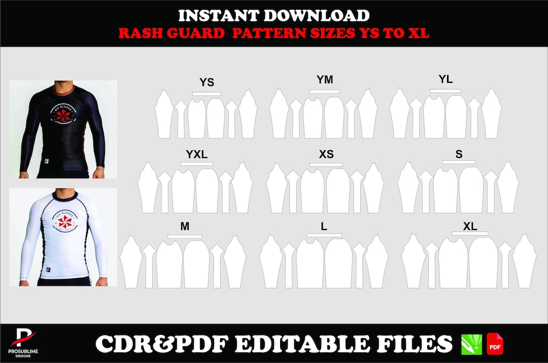Rash Guard Sewing Pattern PDF CDR, Digital Download, Sizes Ys–xl - Etsy