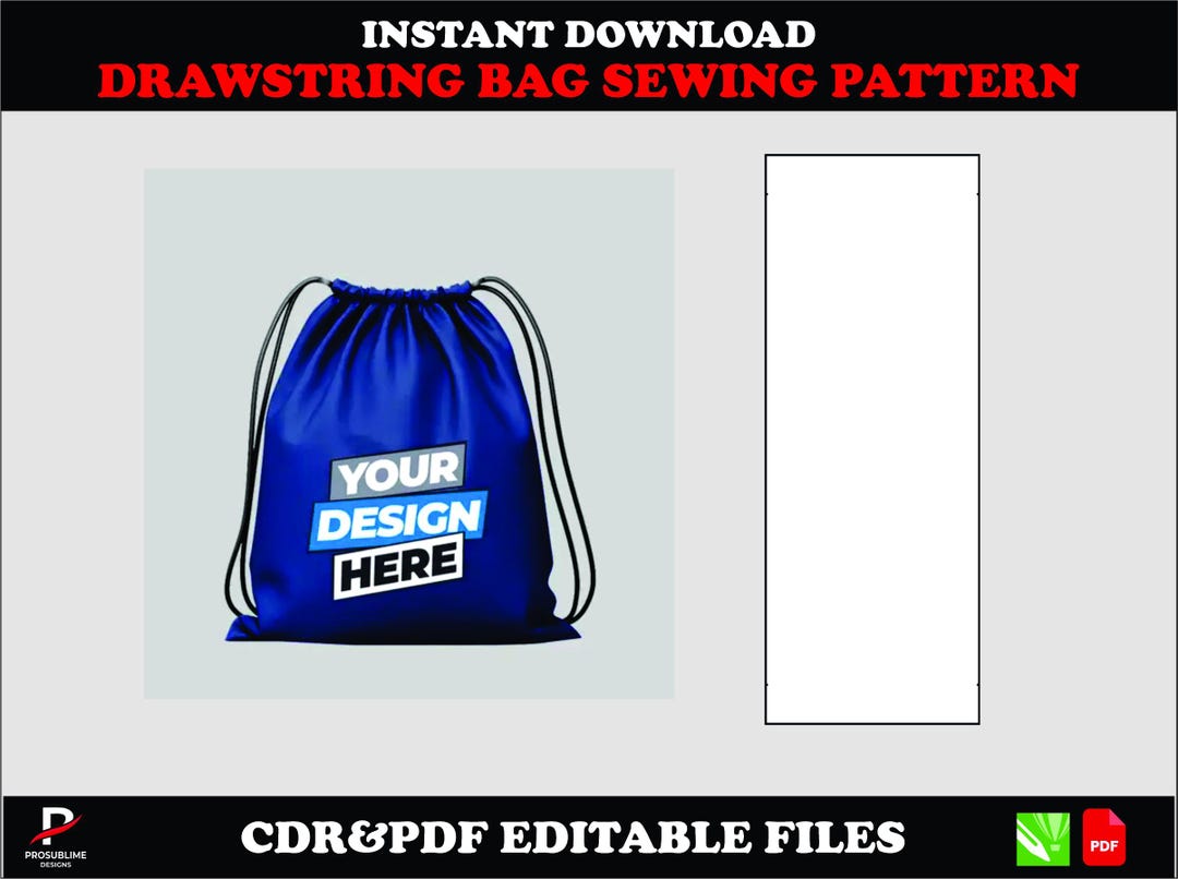 Drawstring Bag Sewing Pattern, Sports Backpack PDF, Cinch Sack Template ...