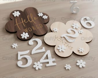 Laser Cut Baby Monthly Milestone Cards Svg File Glowforge Gift for Mam ...