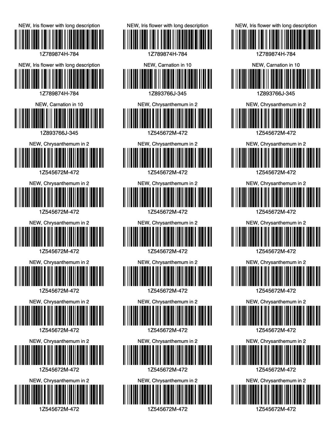Customizable Label Template: Printable Labels for 1" X 2-5/8" UPC/GS1 ...