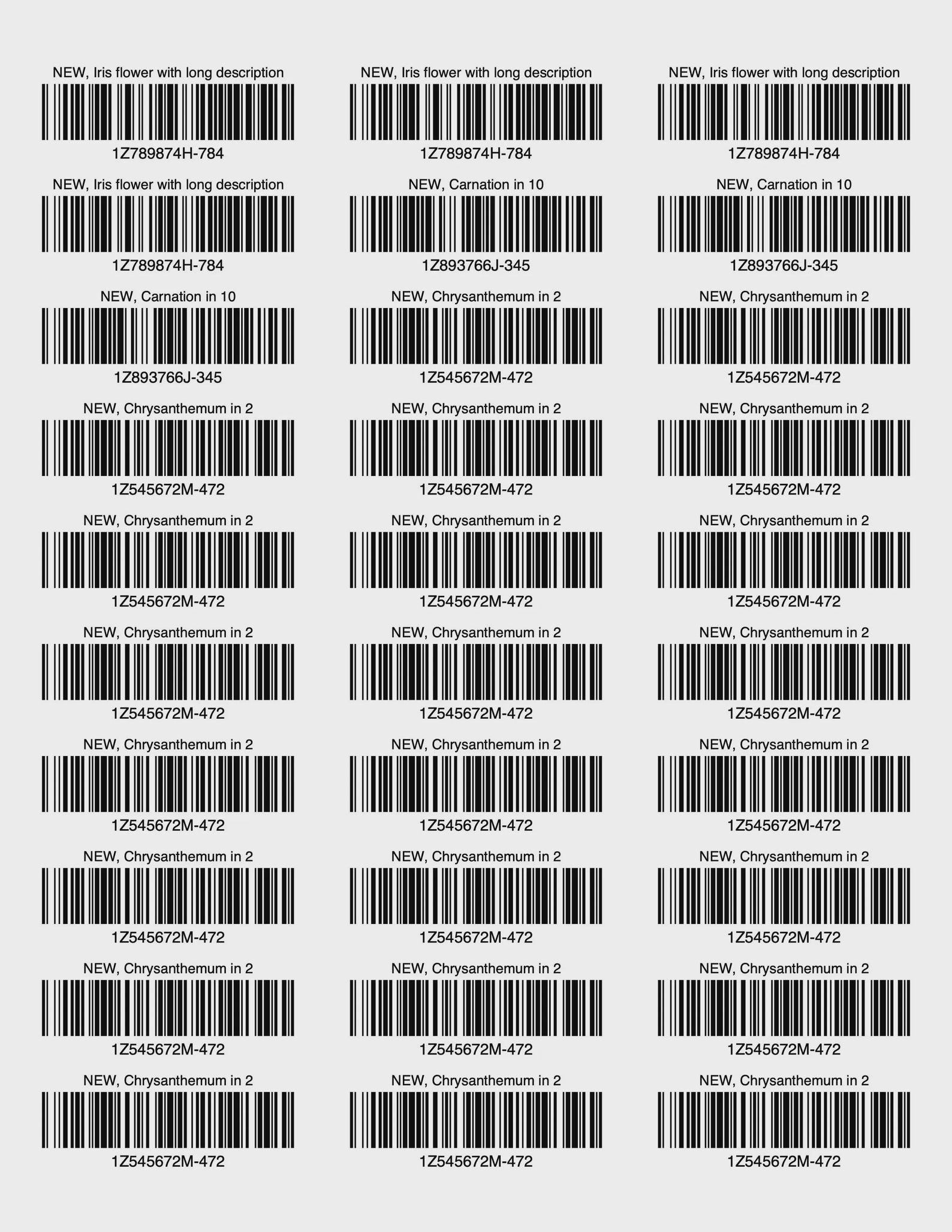 Customizable Barcode Label Template: Printable Labels for 1" X 2-5/8 ...