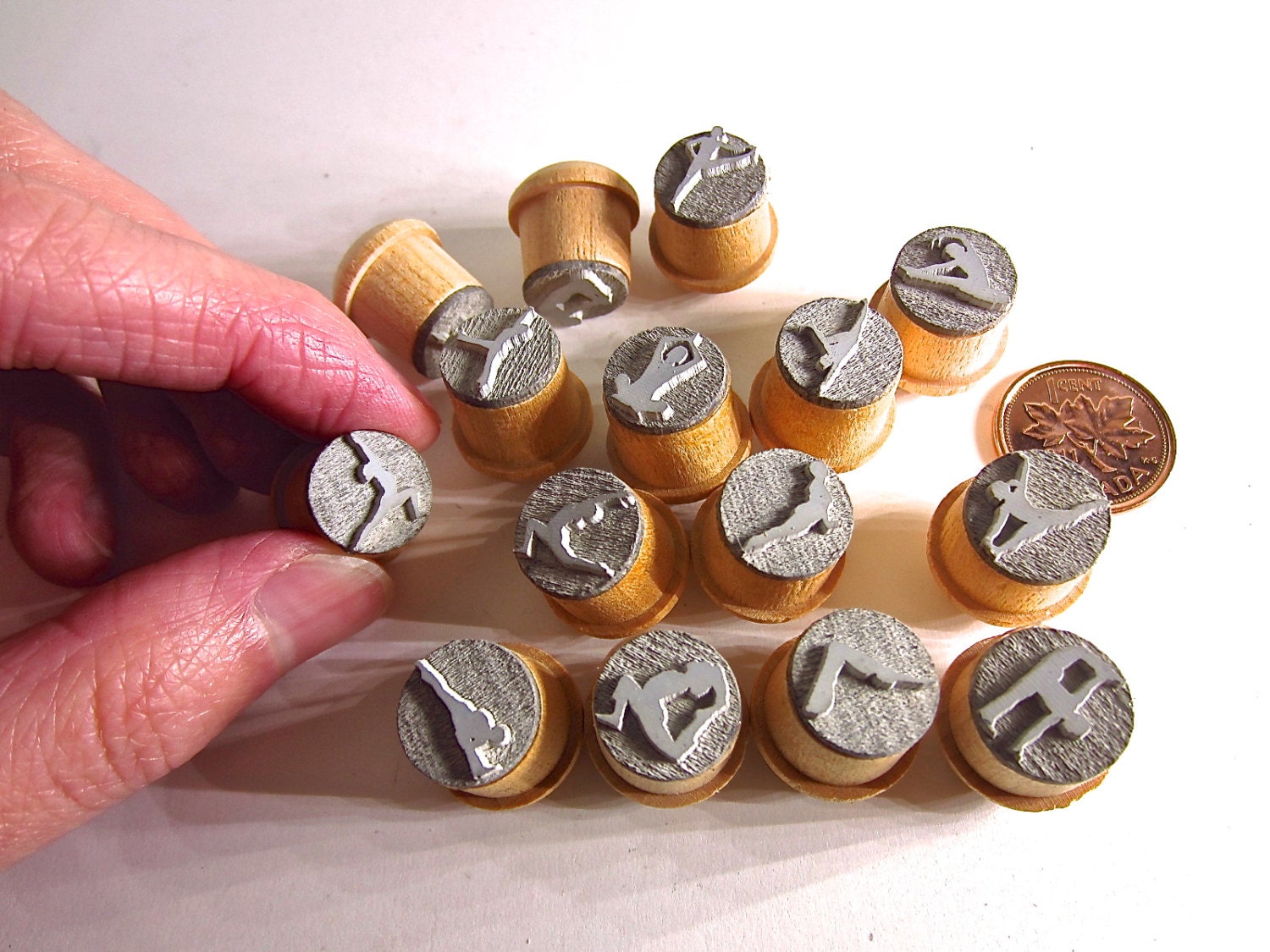 Yoga Poses Stamps Set of 15 Rubber Stamps Fitted Into - Etsy