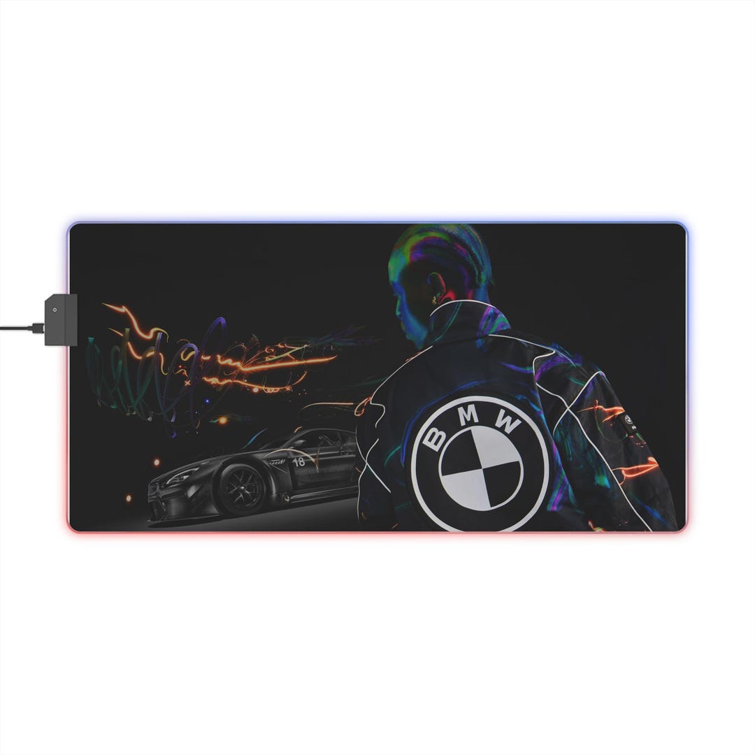 Bmw M Power RGB LED Desk Mat, Neon Racing Car Gaming Mouse Pad, Large ...