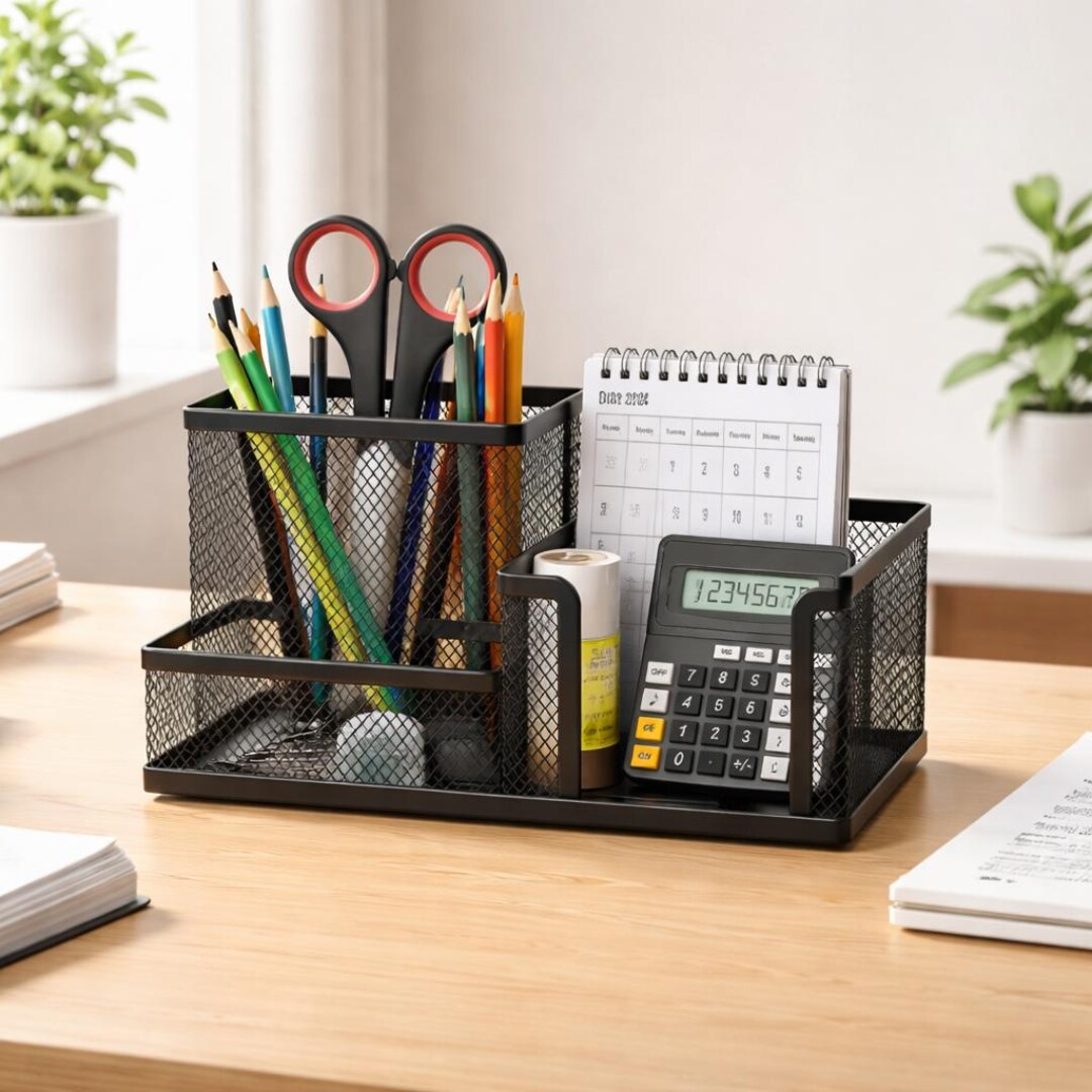 Black Metal Desk Organizer – Mesh Office Organizer With Multiple ...