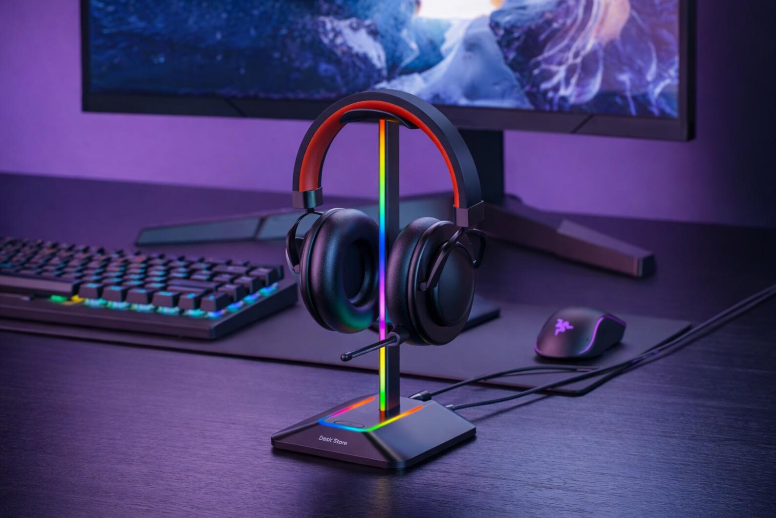 RGB Gaming Headset Stand With USB Charging Ports - Etsy