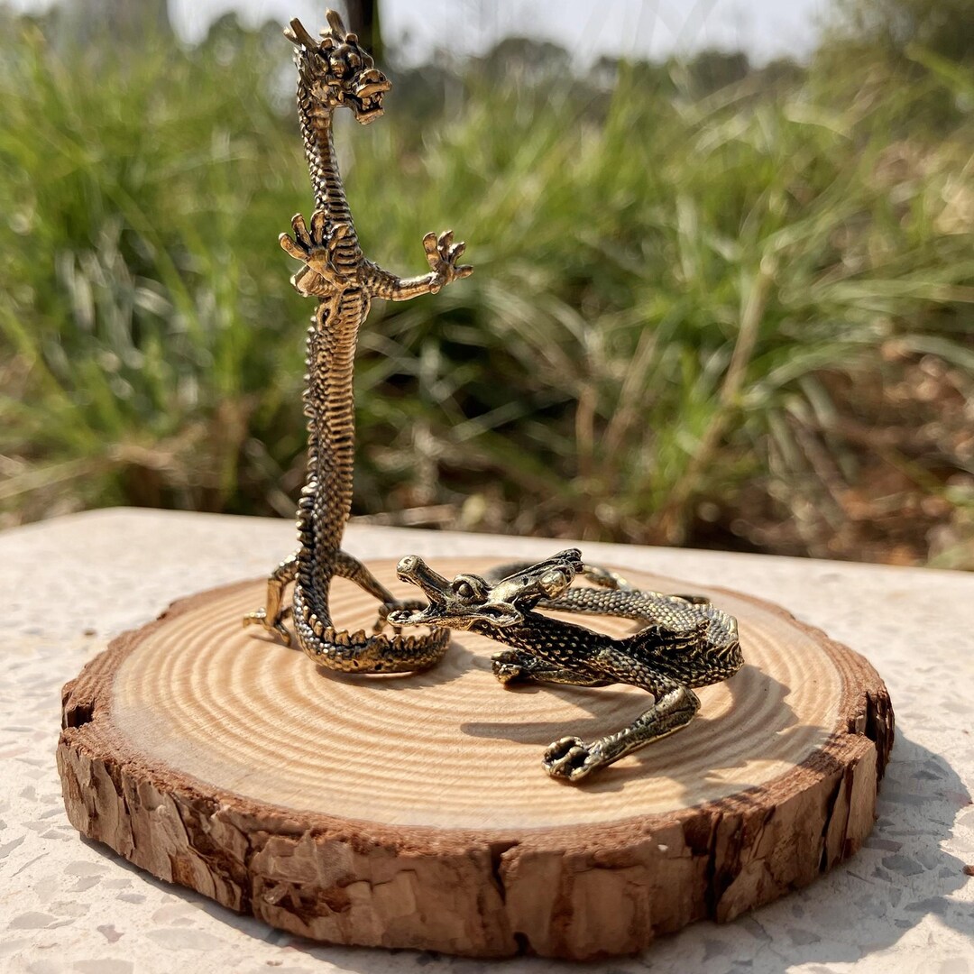 Vintage Solid Brass Dragon Figurine: Handcrafted Eastern Style ...