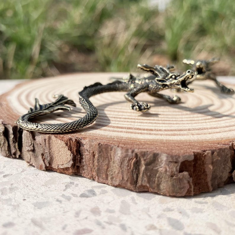 Vintage Solid Brass Dragon Figurine: Handcrafted Eastern Style ...
