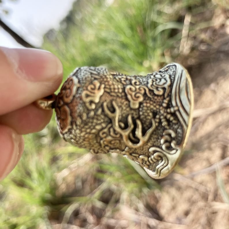 Vintage Handmade Solid Brass Dragon Bell Keychain Lucky Charm Car ...