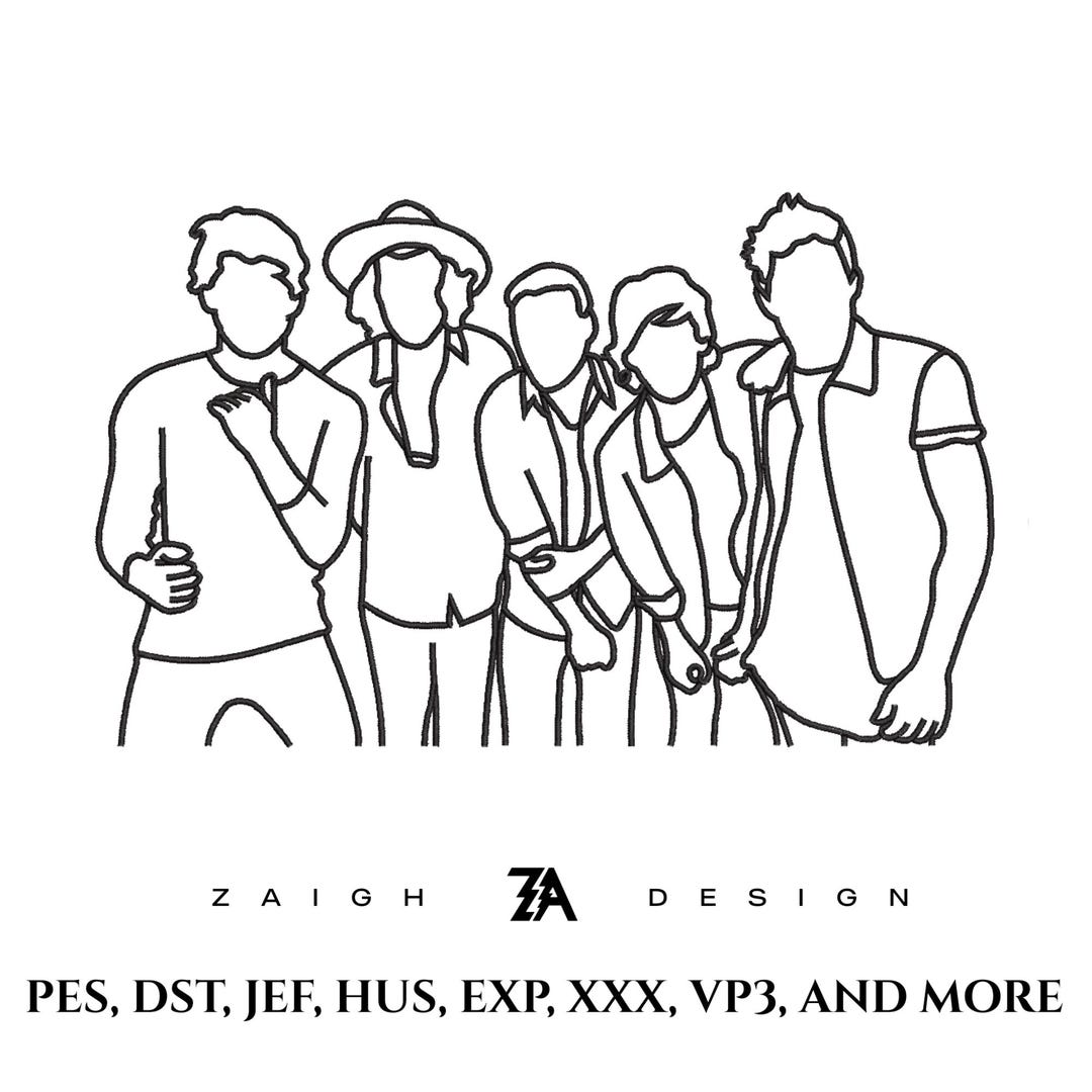 One Direction Line Art Embroidery Design | Embroidery Machine | Digital ...