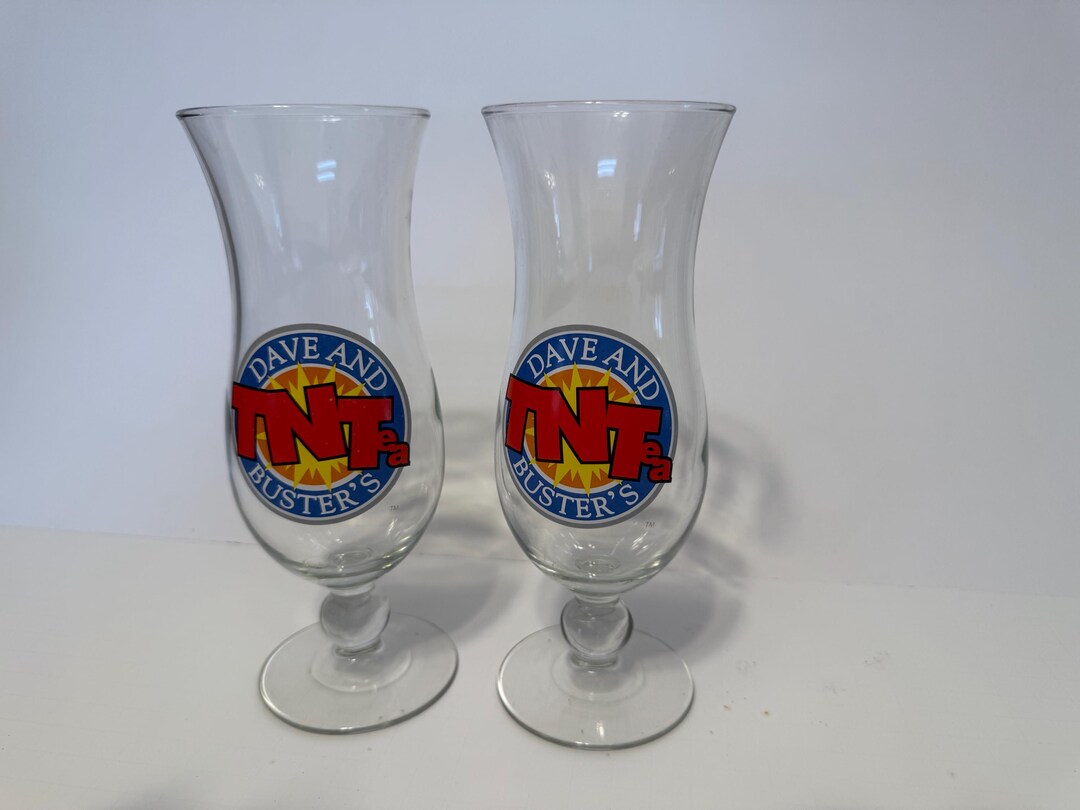 Dave & Buster’s TNT Beer Glasses Set of Two Vintage Arcade Barware ...