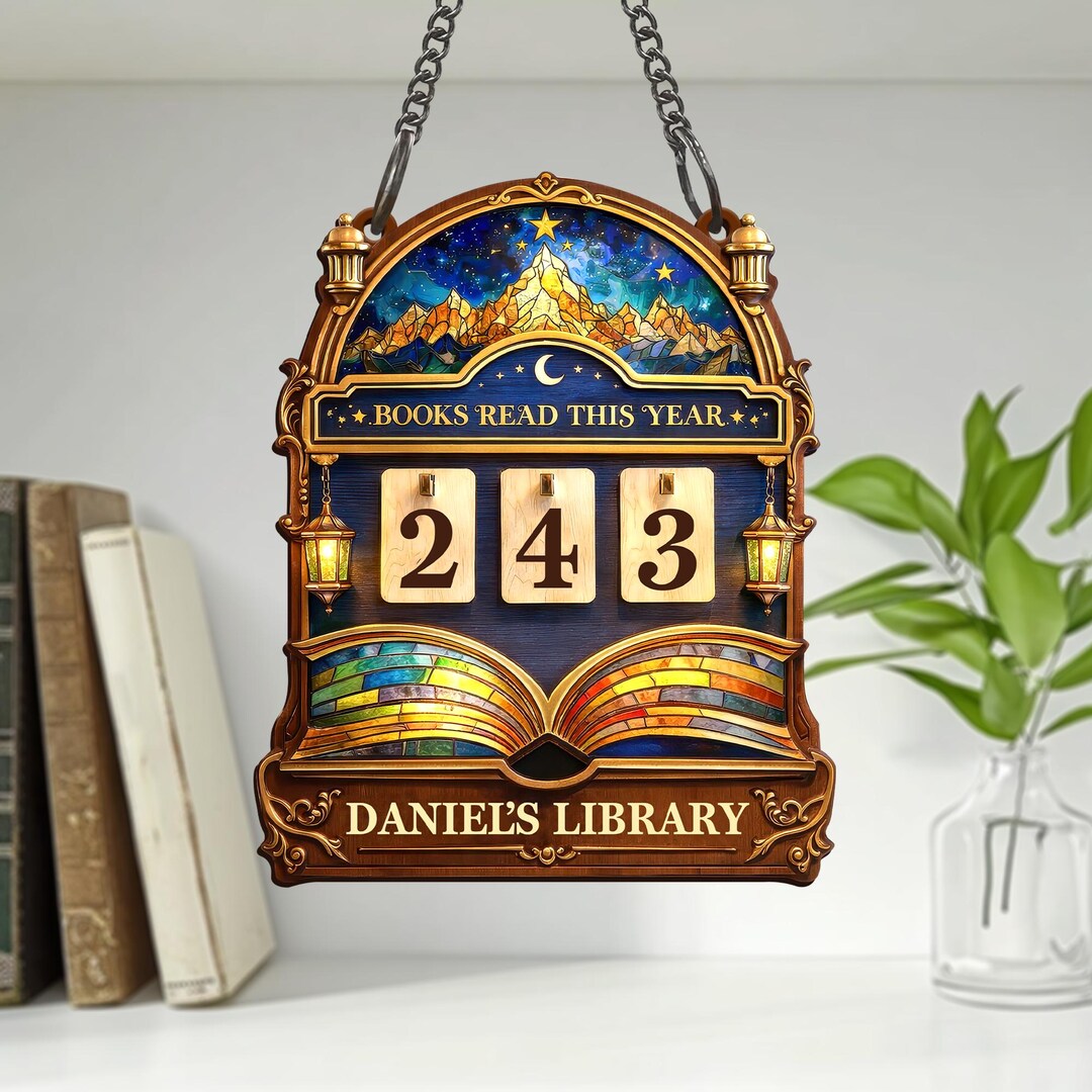 Personalized Wooden Book Tracker Sign, Custom Library Name Decor ...