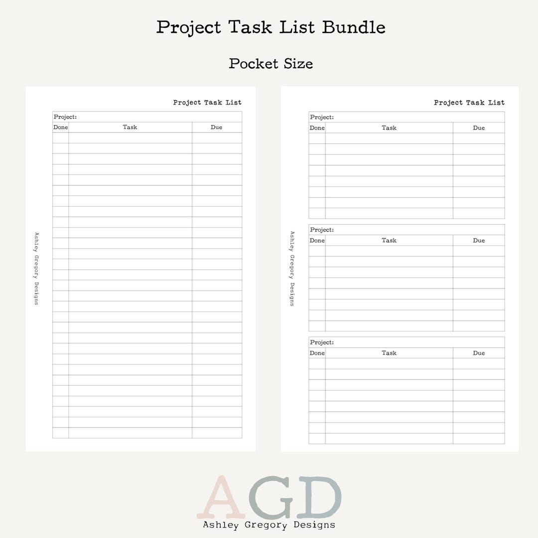 Project Task List Planner Printable | Pocket Insert| Digital Download ...