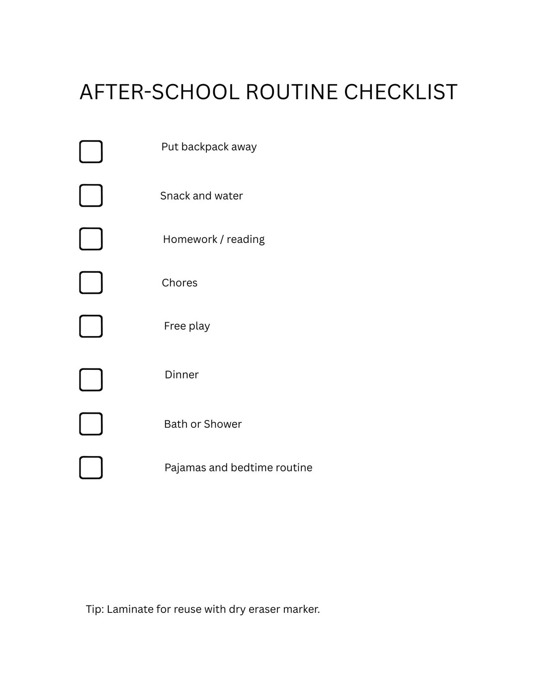 After School Routine Checklist for Kids - Etsy