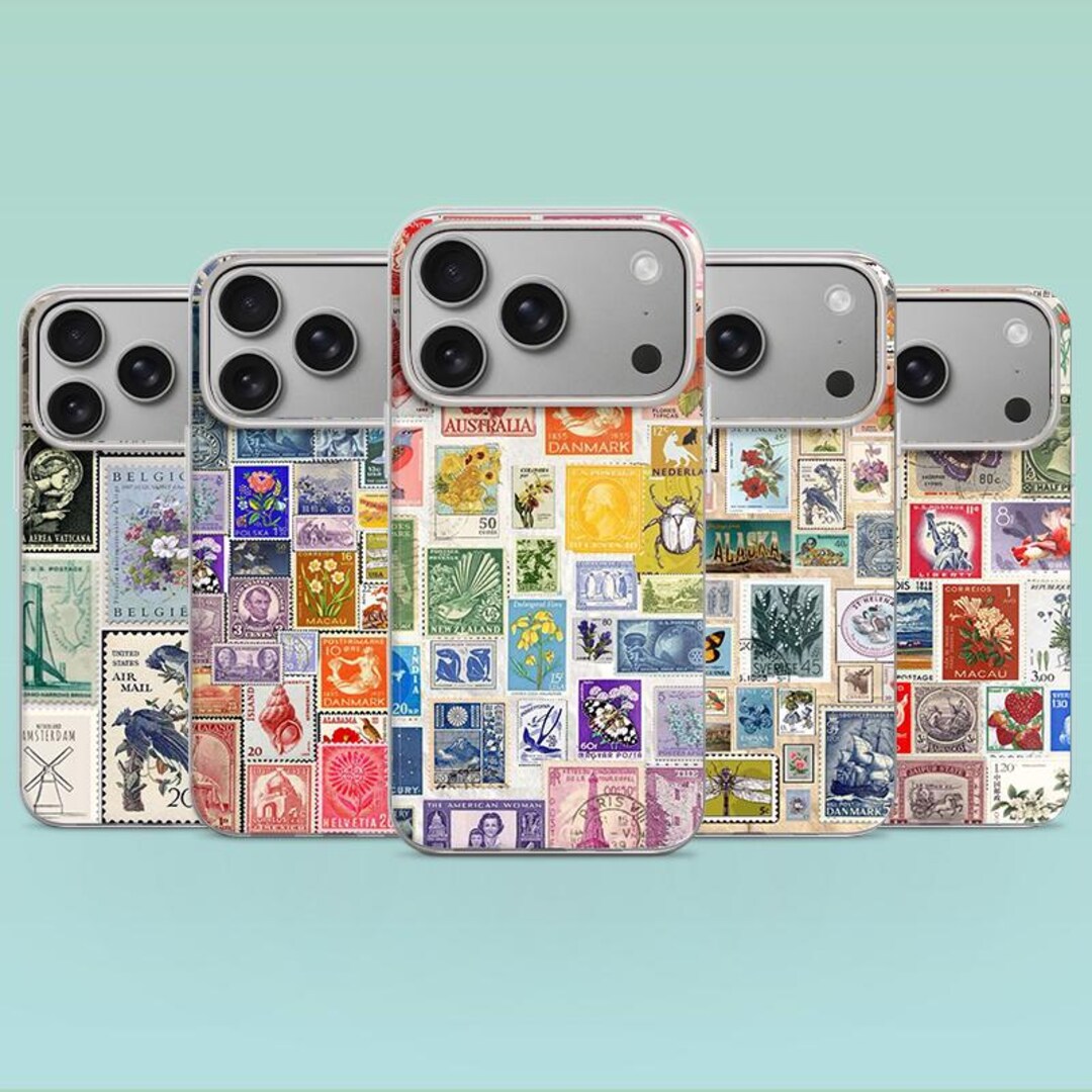 Vintage Stamps Collage Phone Case Retro Travel Postmarks Cover for ...