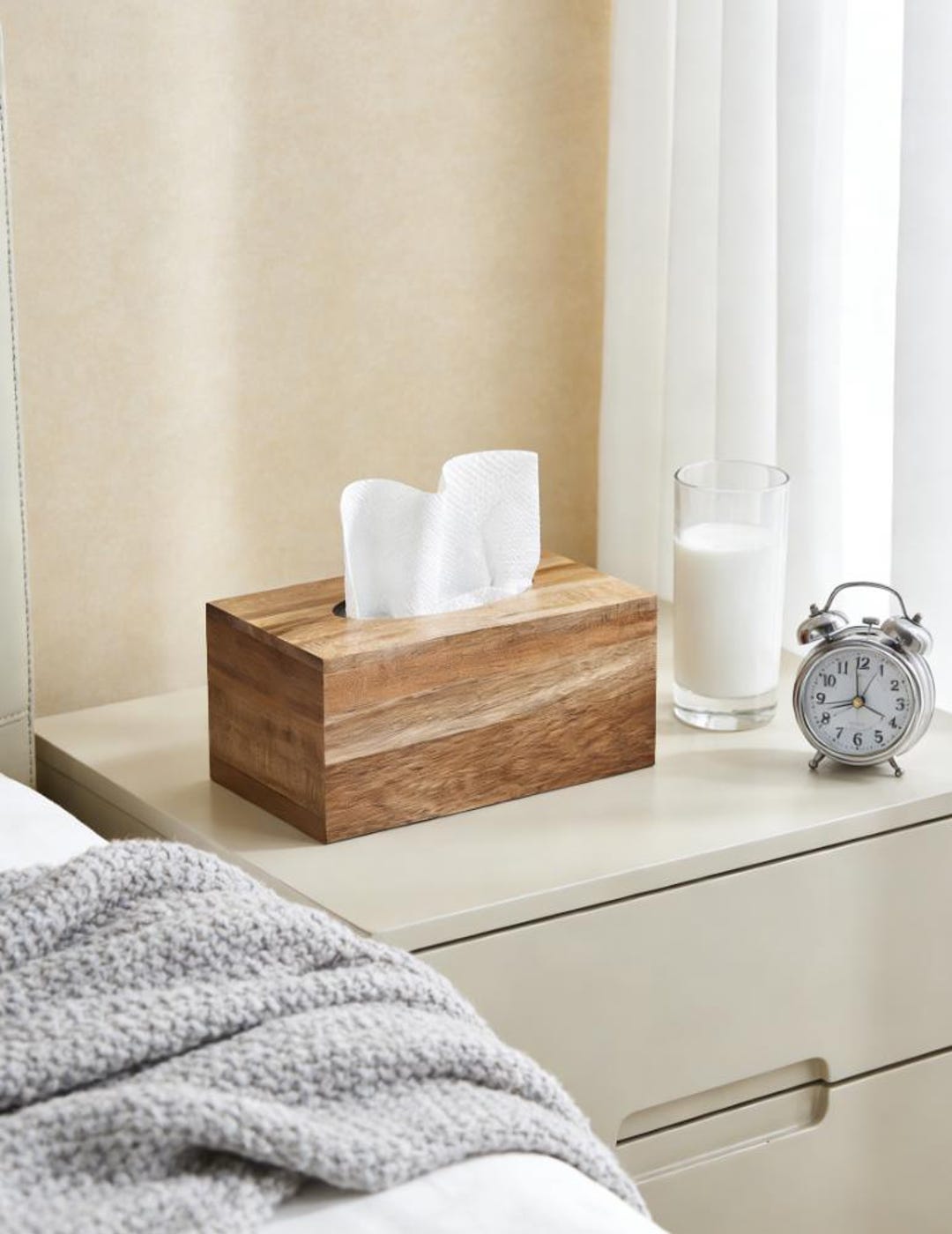 Solid Acacia Wood Tissue Box Cover - Etsy